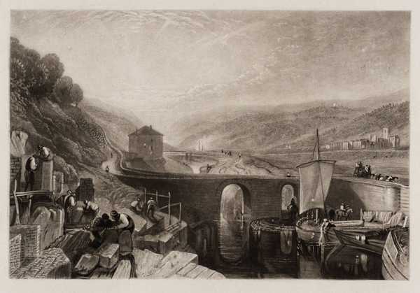 ‘Kirkstall Lock, on the River Aire, engraved by W. Say‘, after Joseph ...