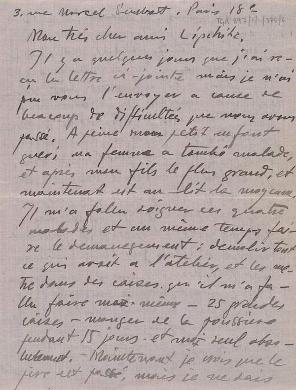 Letter from Joaquin Torres-Garcia to Jacques Lipchitz‘, Joaquín Torres ...