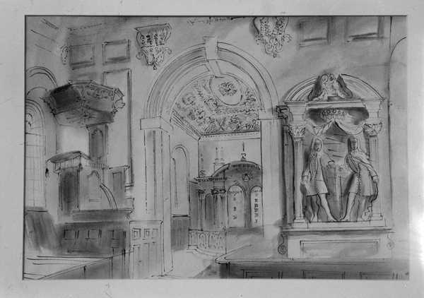 Photograph of a drawing by John Piper of the interior of St Peter’s ...