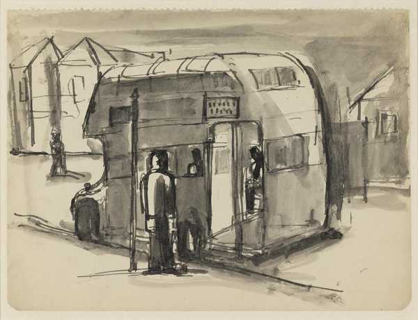 Sketch of a bus‘, Josef Herman, [c.1944–54]‘, Josef Herman, [c.1944–54 ...