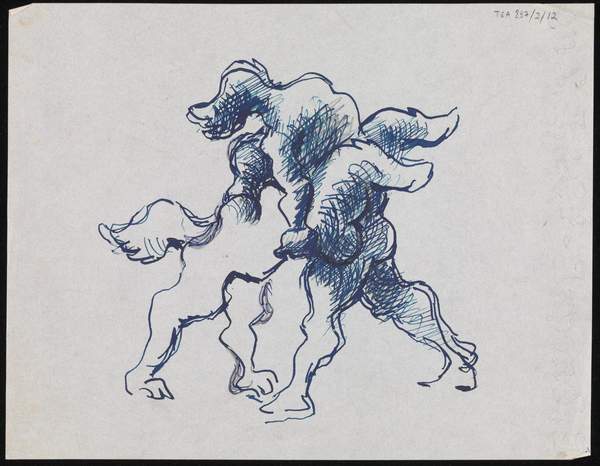 Sketch of a man and a lion by Jacques Lipchitz‘, Jacques Lipchitz ...
