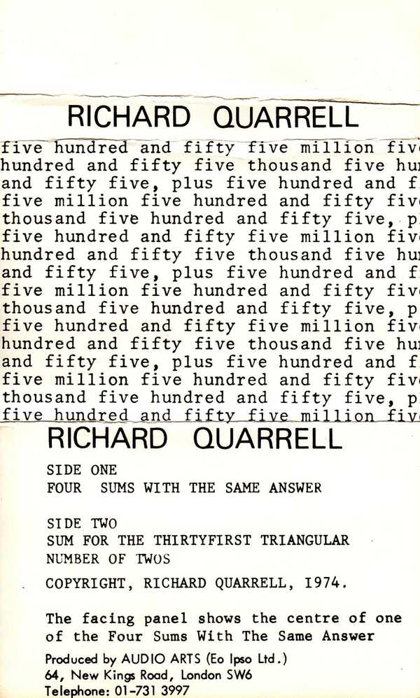 Audio Arts: Published supplement ‘Richard Quarrell’‘, Audio Arts, 1974 ...