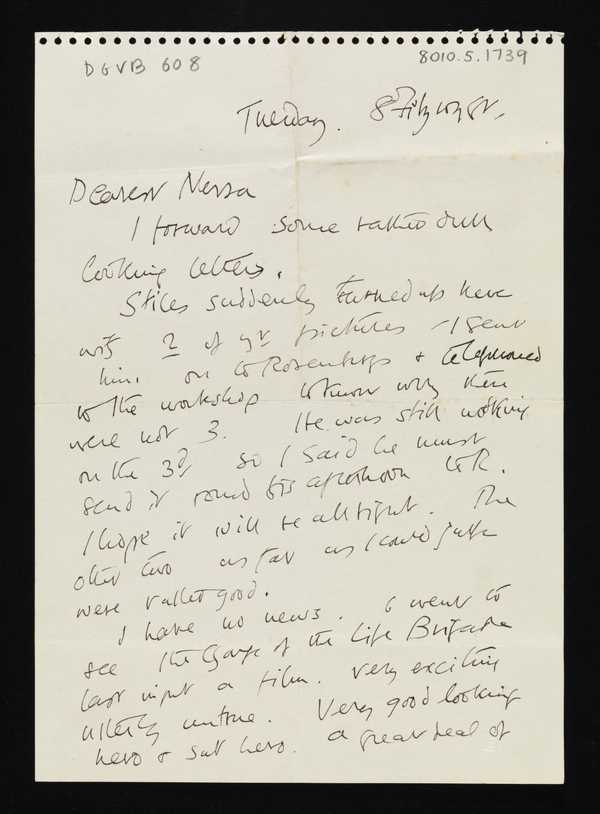 Letter from D. [Duncan Grant] to Vanessa Bell [Charleston]‘, Duncan ...