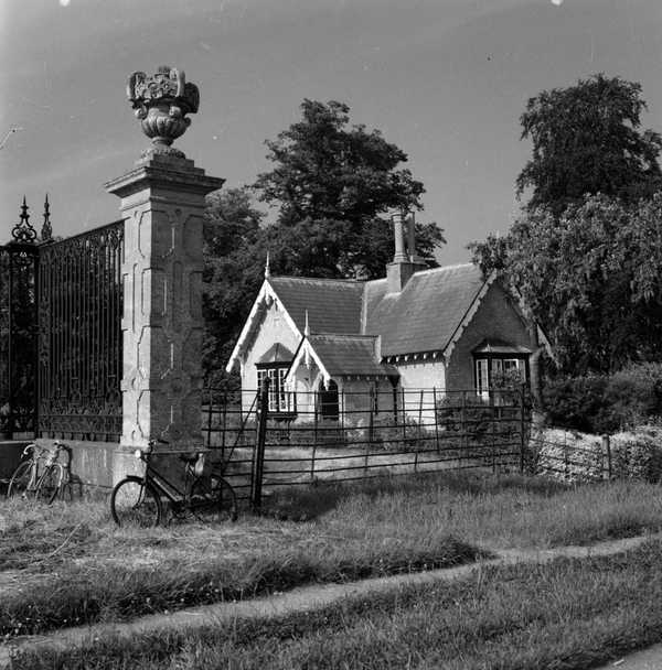 Photograph of the entrance gates and gate lodge of Revesby Abbey ...