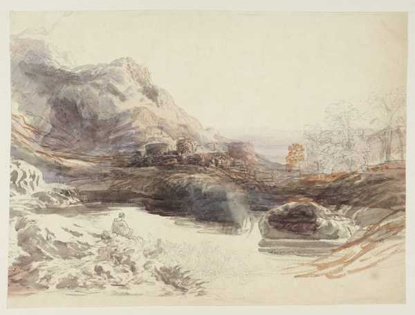 ‘Landscape Composition: Mountain and Castle‘, Cornelius Varley | Tate