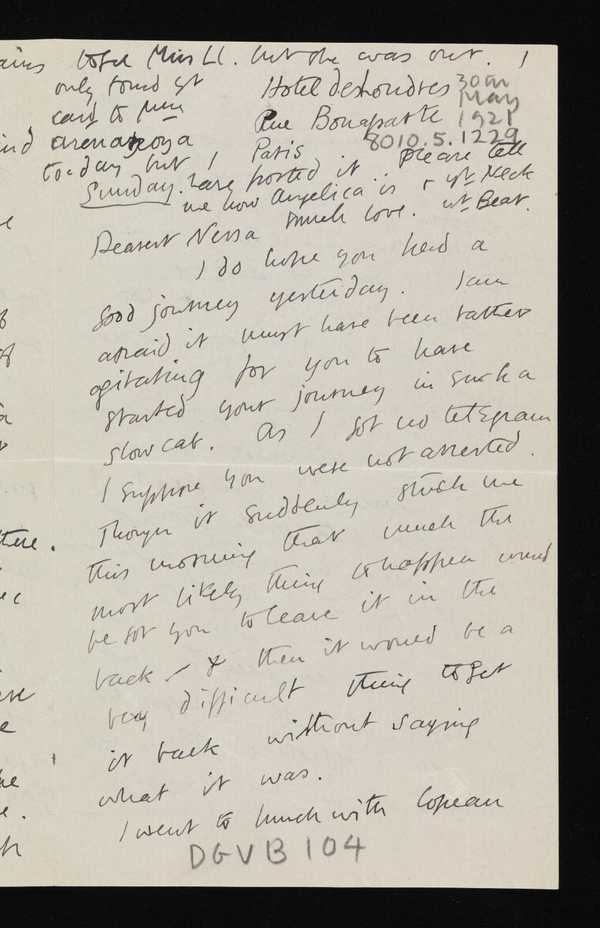 Letter from Bear [Duncan Grant] to Vanessa Bell‘, Duncan Grant ...