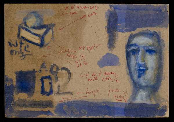 Colour studies and painting of a head by Cecil Collins, with ...