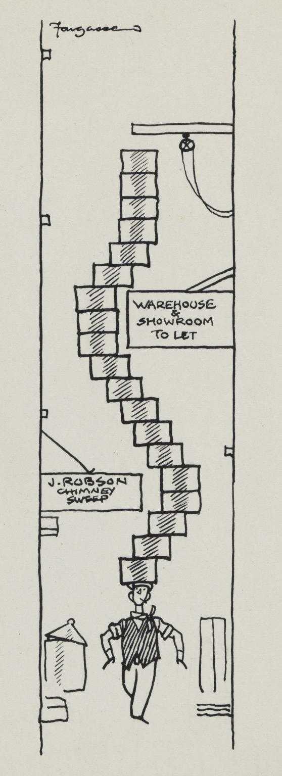 Cartoon for Punch showing a porter balancing boxes on his head ...