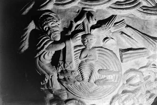 Photograph of detail of a font at St Michael and All Angels’ Church in ...