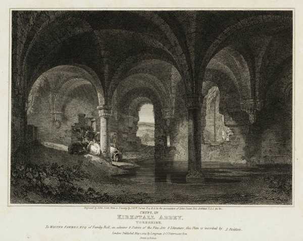 ‘Crypt, in Kirkstall Abbey, Yorkshire, engraved by Scott‘, after Joseph ...