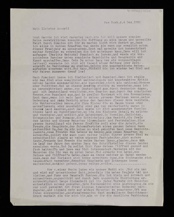 Letter from Edward Renouf to Anny Schey von Koromla‘, Edward Renouf ...