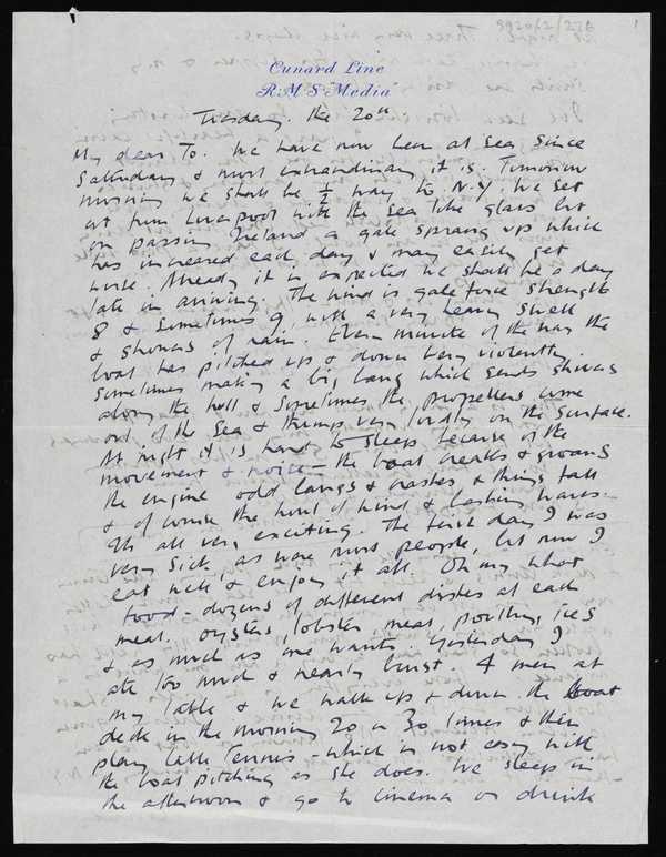 Letter from Kenneth Armitage to Joan Moore, addressed R.M.S. Media ...
