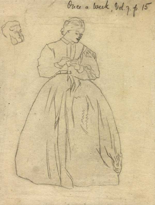 Untitled pencil sketch of standing woman in a dress‘, Charles Samuel ...