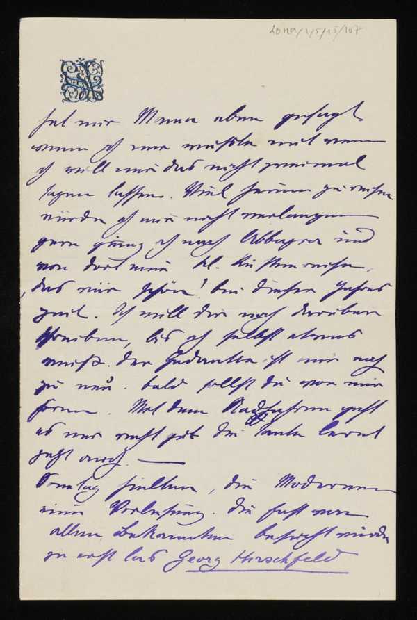 Incomplete letter from Valla Karplus (née von Lieben) to her sister ...