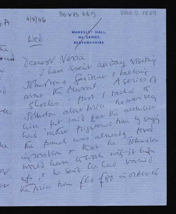 Letter from D. [Duncan Grant] to Vanessa Bell‘, Duncan Grant, recipient ...