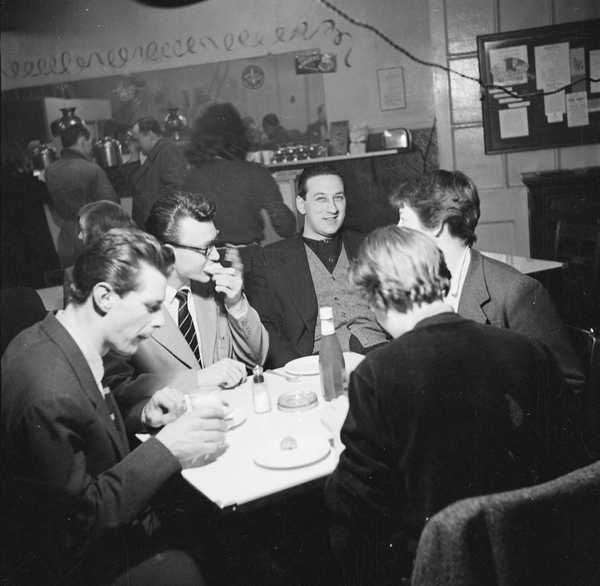 Photograph of jazz musicians at a table, including Tony Crombie and ...