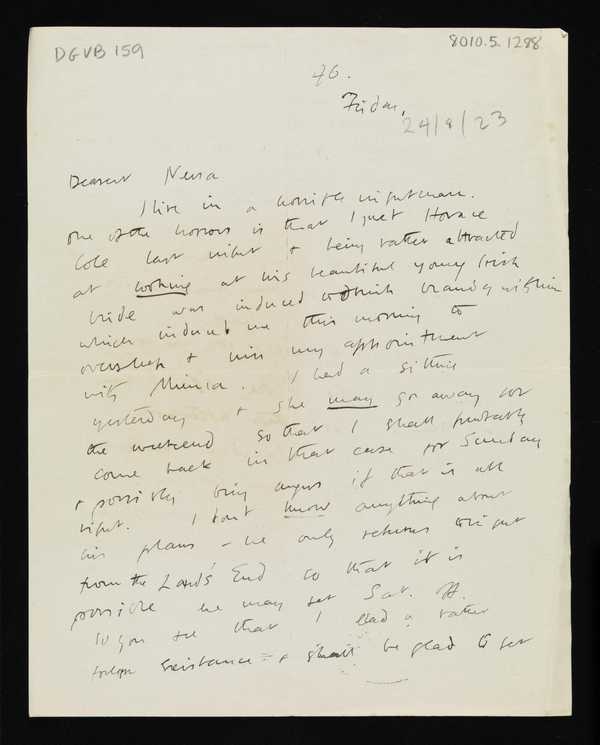 Letter from Bear [Duncan Grant] to Vanessa Bell‘, Duncan Grant ...