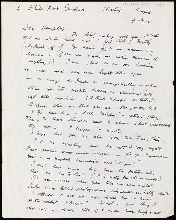 Letter from John Banting to Humphrey Spender‘, John Banting, recipient ...