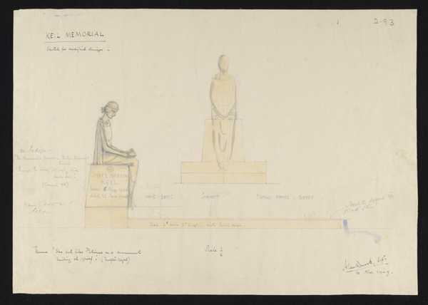 Sketch for modified design’ for Keil Memorial, Broadway, Worcestershire ...