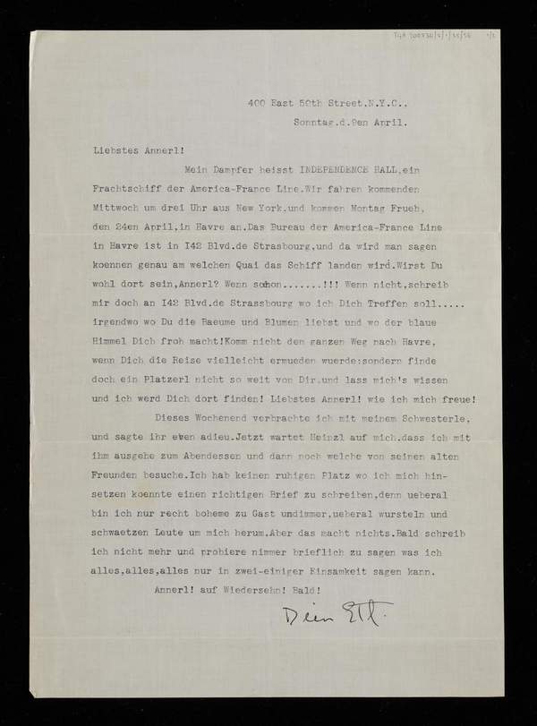 Letter from Edward Renouf to Anny Schey von Koromla‘, Edward Renouf ...