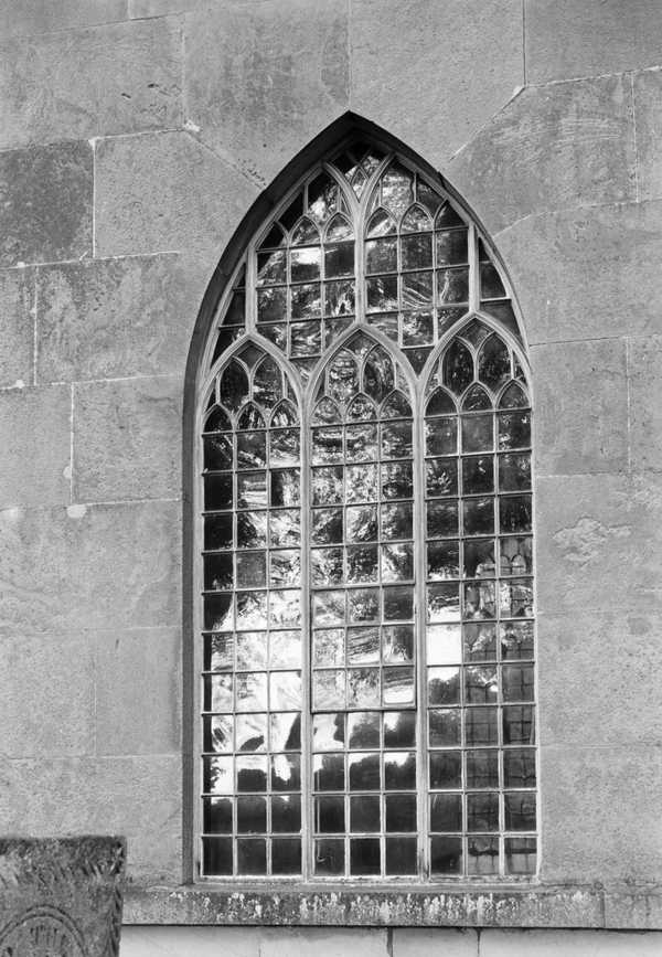 Photograph of a church window at St Peter’s Church in Adderley ...