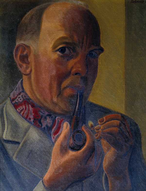 ‘Portrait of a Man Lighting a Pipe‘, William Roberts, 1948–9 | Tate