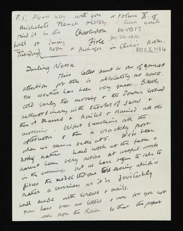Letter from Bear [Duncan Grant] to Vanessa Bell [London]‘, Duncan Grant ...