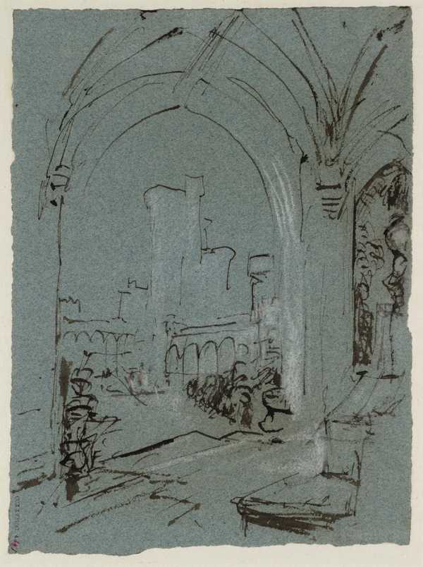 ‘East Cowes Castle from the South-East, through the Arch of the Garden ...