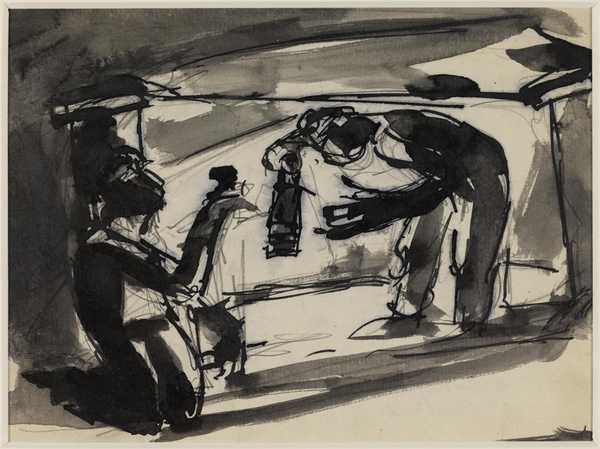 Sketch of miners with lamp, underground‘, Josef Herman‘, Josef Herman ...