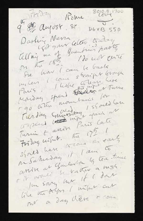 Letter from D. [Duncan Grant] to Vanessa Bell‘, Duncan Grant, recipient ...