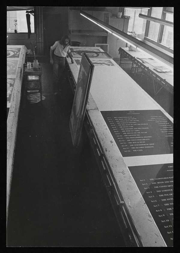Black and white photograph of Ian Breakwell working on prints for ...