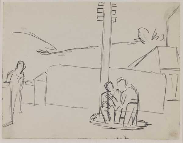 Sketch of composition‘, Josef Herman, [1951]‘, Josef Herman, [1951 ...