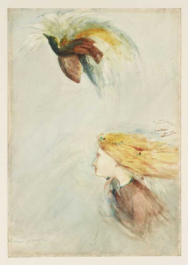 ‘Suggestive Study, Paradise (Head of a Girl and a Bird of Paradise ...