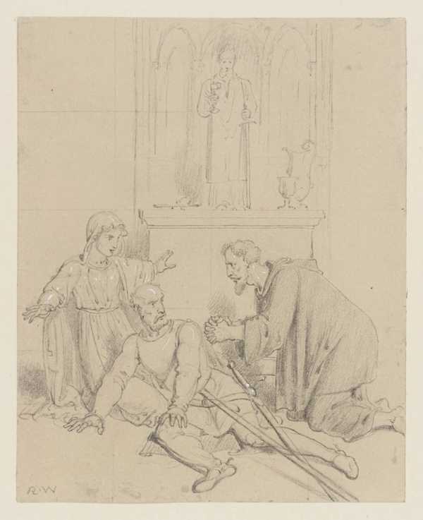 ‘f) A Dying Aged Warrior, a Maiden and a Monk: Sothey: Roderick ...