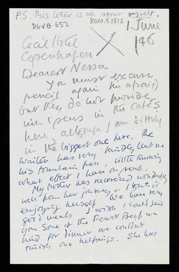 Letter from D. [Duncan Grant] to Vanessa Bell‘, Duncan Grant, recipient ...