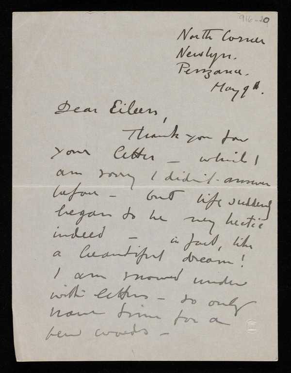 Letter from Dod Procter to Eileen Mayo‘, Dod Procter, recipient: Dame ...