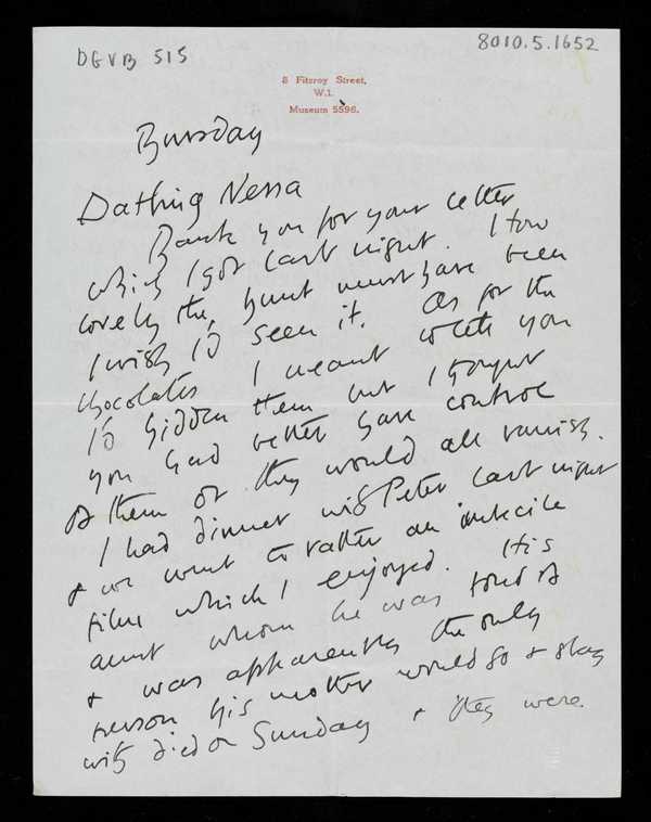 Letter [from Duncan Grant] to Vanessa Bell [Charleston]‘, Duncan Grant ...