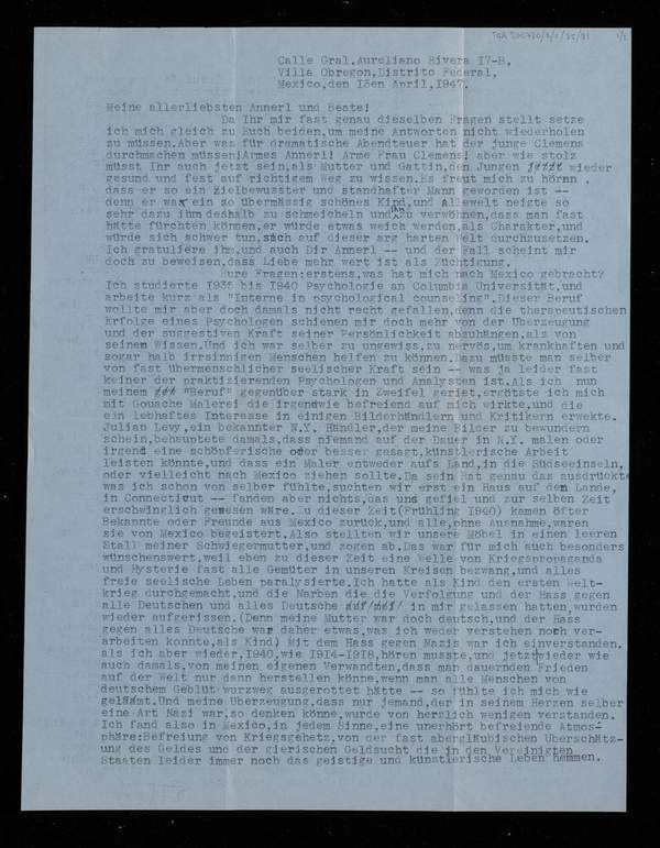 Letter from Edward Renouf to Anny Schey von Koromla‘, Edward Renouf ...