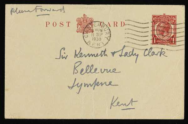 Postcard from Henry Moore to Kenneth and Jane Clark‘, Henry Moore OM ...