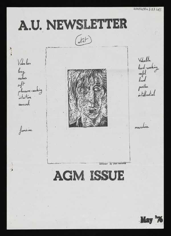 The Artists Union Newsletter: AGM Issue’‘, Conrad Atkinson, May 1976 ...