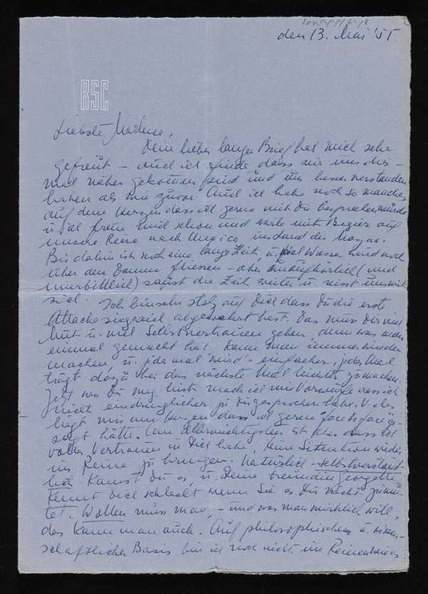 Letter from Renée Cushman‘, Renée Cushman, recipient: Marie-Louise Von ...