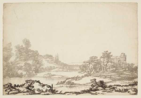 ‘Landscape with Castle‘, Alexander Cozens | Tate