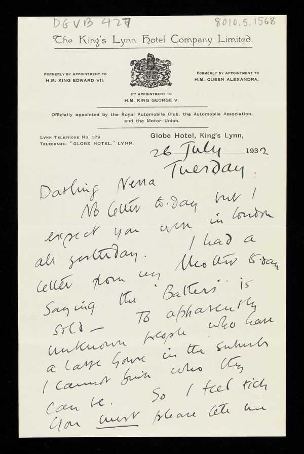 Letter from Bear [Duncan Grant] to Vanessa Bell [Charleston]‘, Duncan ...