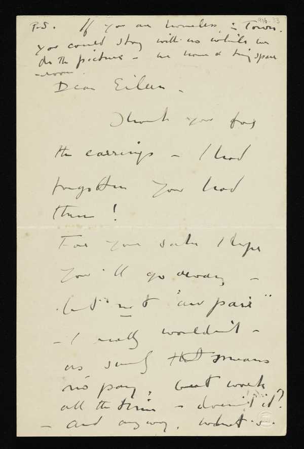 Letter from Dod Procter to Eileen Mayo‘, Dod Procter, recipient: Dame ...
