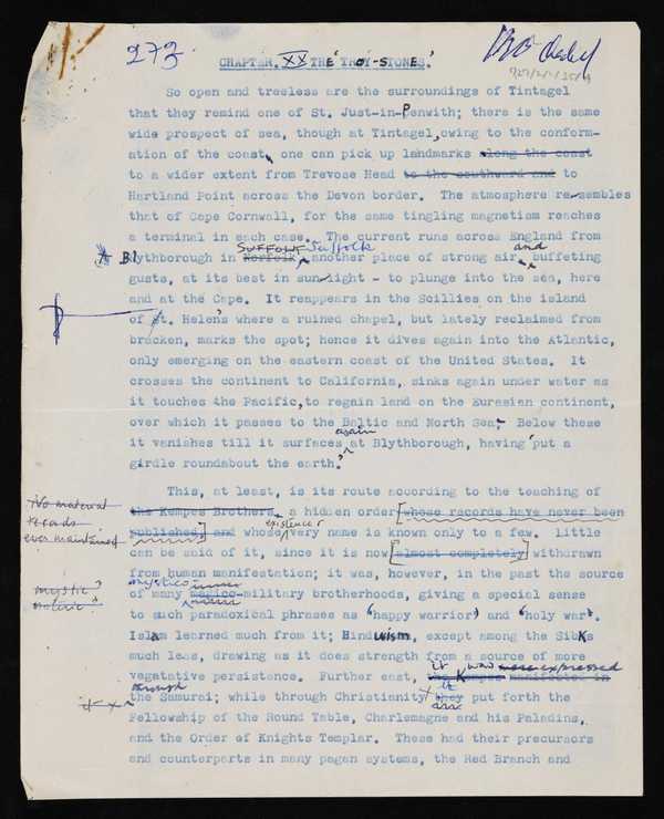 Draft typescript of chapter 20 titled ‘The Troy Stones’‘, Ithell ...