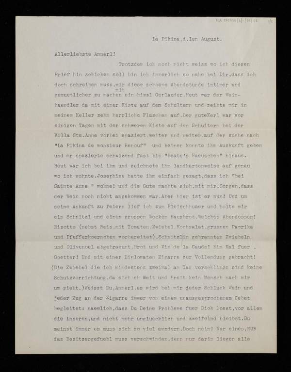 Letter from Edward Renouf to Anny Schey von Koromla‘, Edward Renouf ...