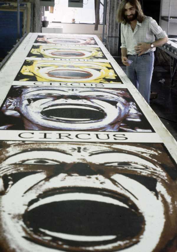 Colour transparency of Ian Breakwell working on photo-silkscreen prints ...
