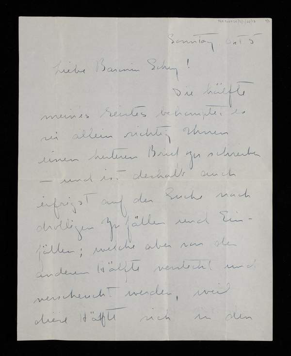 Letter from Edward Renouf to Anny Schey von Koromla‘, Edward Renouf ...