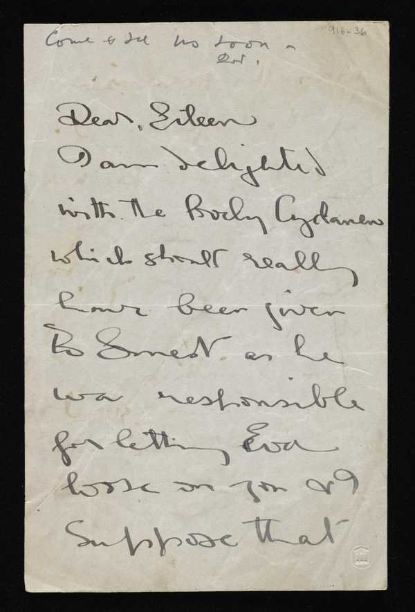 Letter from Ernest Procter to Eileen Mayo‘, Ernest Procter, recipient ...