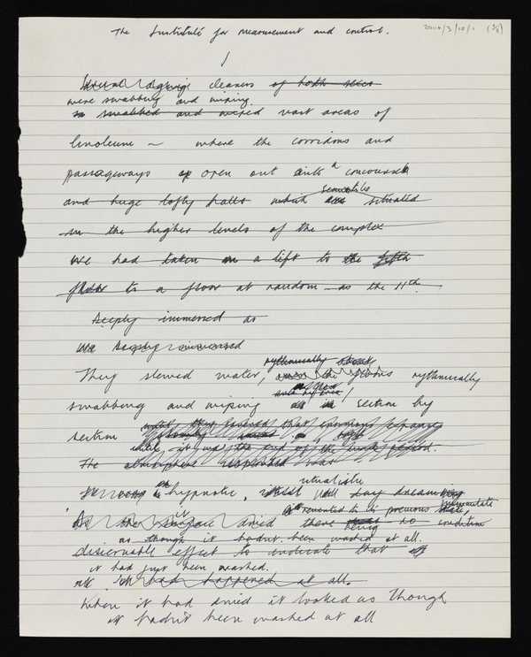 Handwritten notes by Stuart Brisley relating to ‘The Institute for ...